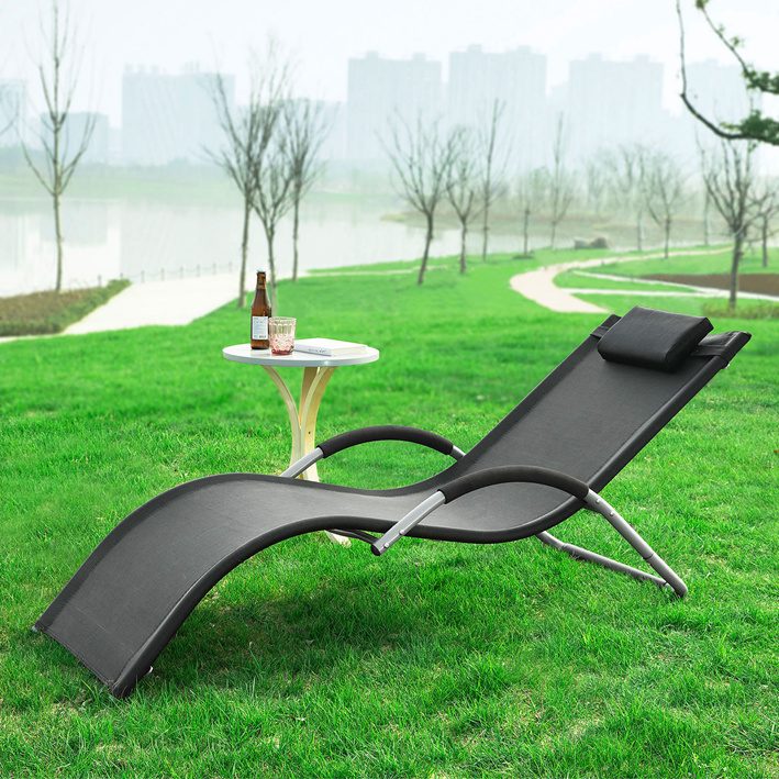 SoBuy Outdoor Garden Sun Lounger Relaxing Arm Chair Recliner Black ...